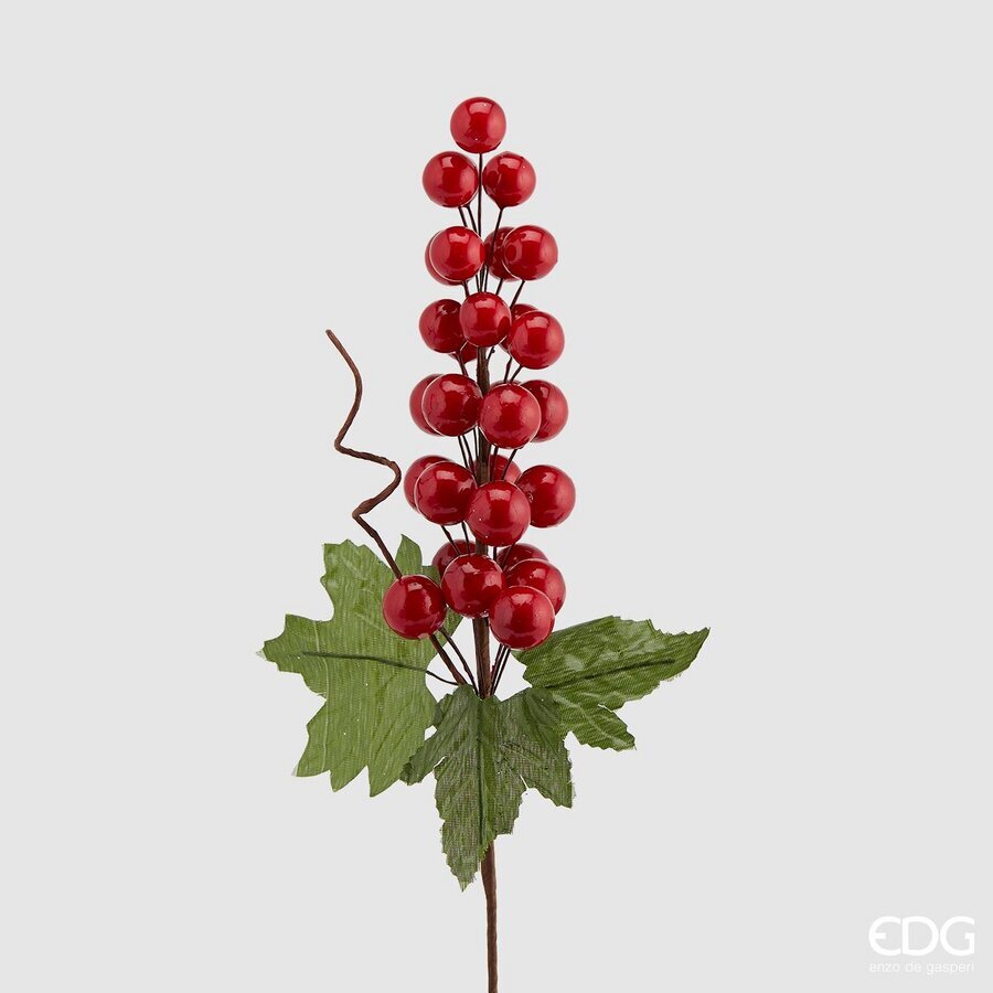EDG Enzo De Gasperi Bacche Pick Natalizie con Foglie H 30 Cm Rosso – L ...