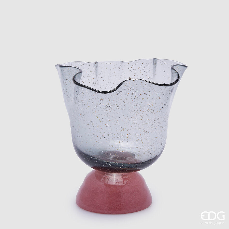 EDG Enzo De Gasperi Vaso Drappo Bicolore con Piede H 23 Cm D 22 Cm Pin ...