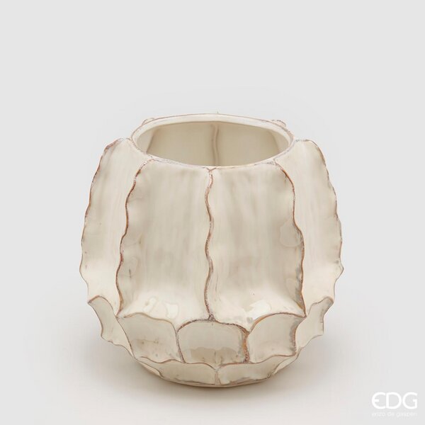 EDG Enzo De Gasperi Vaso Chakra Incavo H23,5 D25,5 C0 Ivory – L'Arcolaio